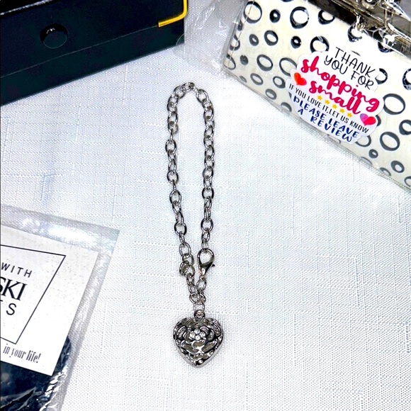 Swarovski | Jewelry | Swarovski Sparkling Silver Heart Bracelet New ...